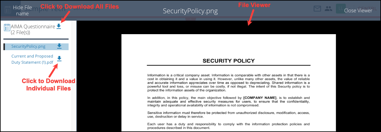 Viewing and Downloading All Files Attached to an Assessment – CENTRL